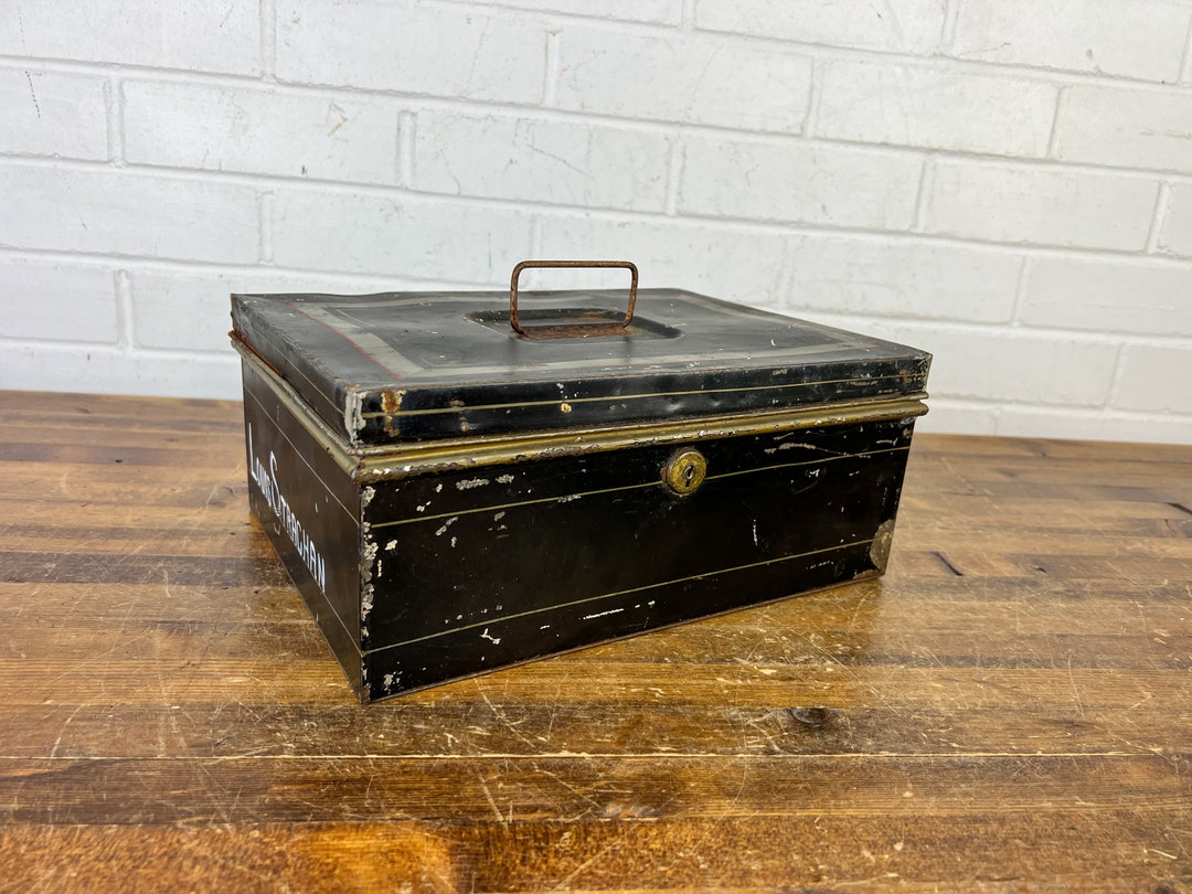 11x8 Vintage Black Metal Box With Gold Accents Old Bankers Box to ...