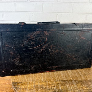 Distressed Vintage Black Metal Box With Latch and Handle Industrial ...