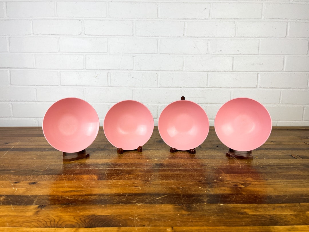 4 Vintage Pink Melamine Bowls Pink Kitchen Decor Coffee Shop Bowl ...