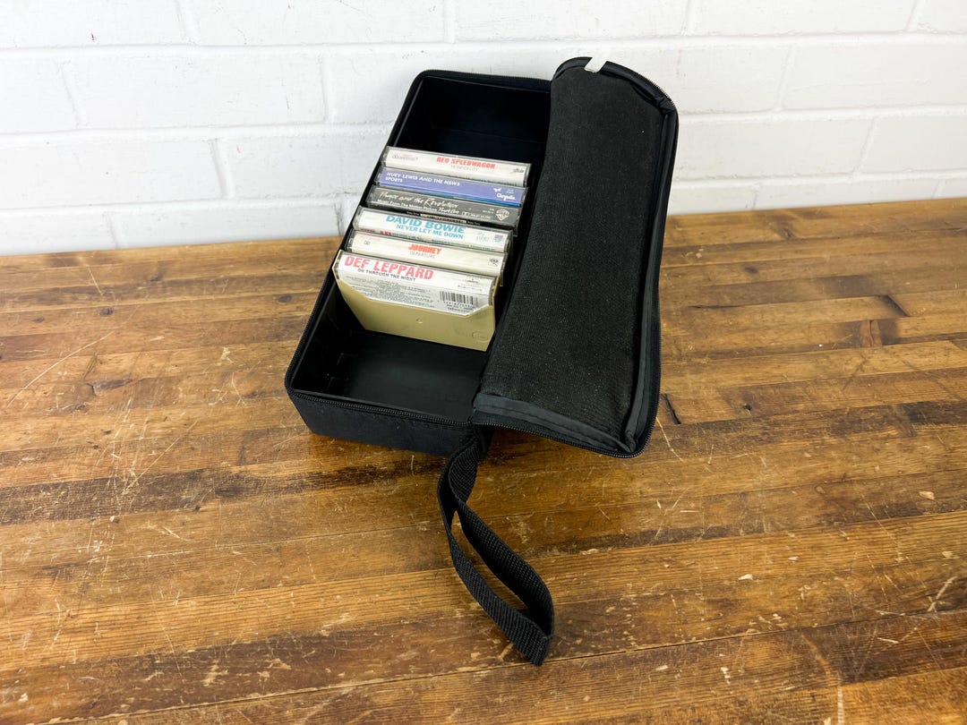 Vintage Black Cassette Tape Case – Soft Shell Storage Holder for 15 ...