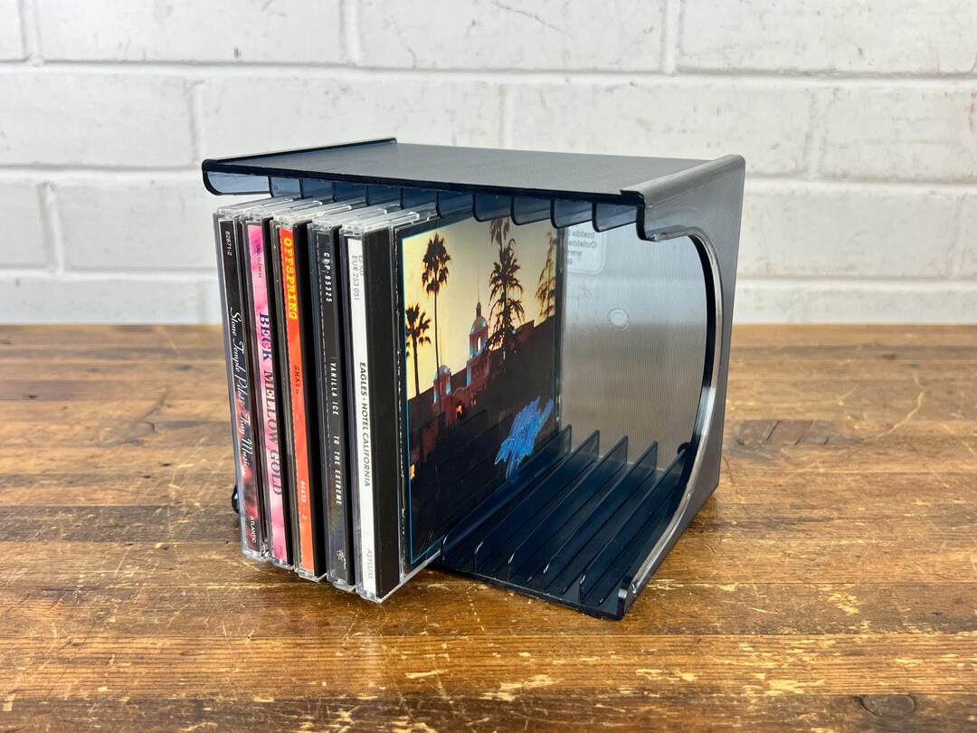 Vintage Fellowes CD Rack Holder 12 Disc Dark Gray See Through Plastic ...