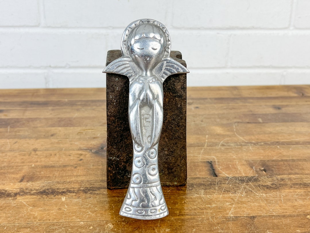 Vintage Pewter Angel Figurine Small Silver Metal Angel With Arms ...