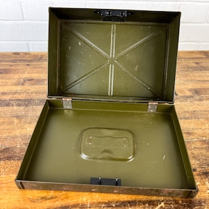 Distressed Vintage Green Metal Box With Key No Locking Decorative Small ...