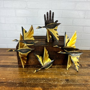 4 Piece Vintage Hanging Metal Flying Geese Boho Decor Goose Lover - Etsy