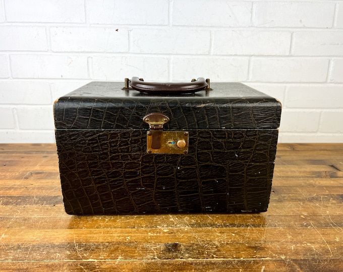Distressed Vintage Brown Train Case Wooden Body With Faux Skin Exterior ...