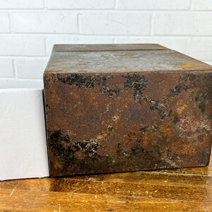 Vintage Black Distressed Metal Box Lid File Box Holds Paper Industrial ...