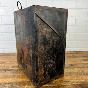 Vintage Black Distressed Metal Box Lid File Box Holds Paper Industrial ...