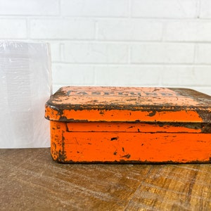 Distressed Vintage Orange Metal First Aid Kit Box That Hangs Pool Decor ...