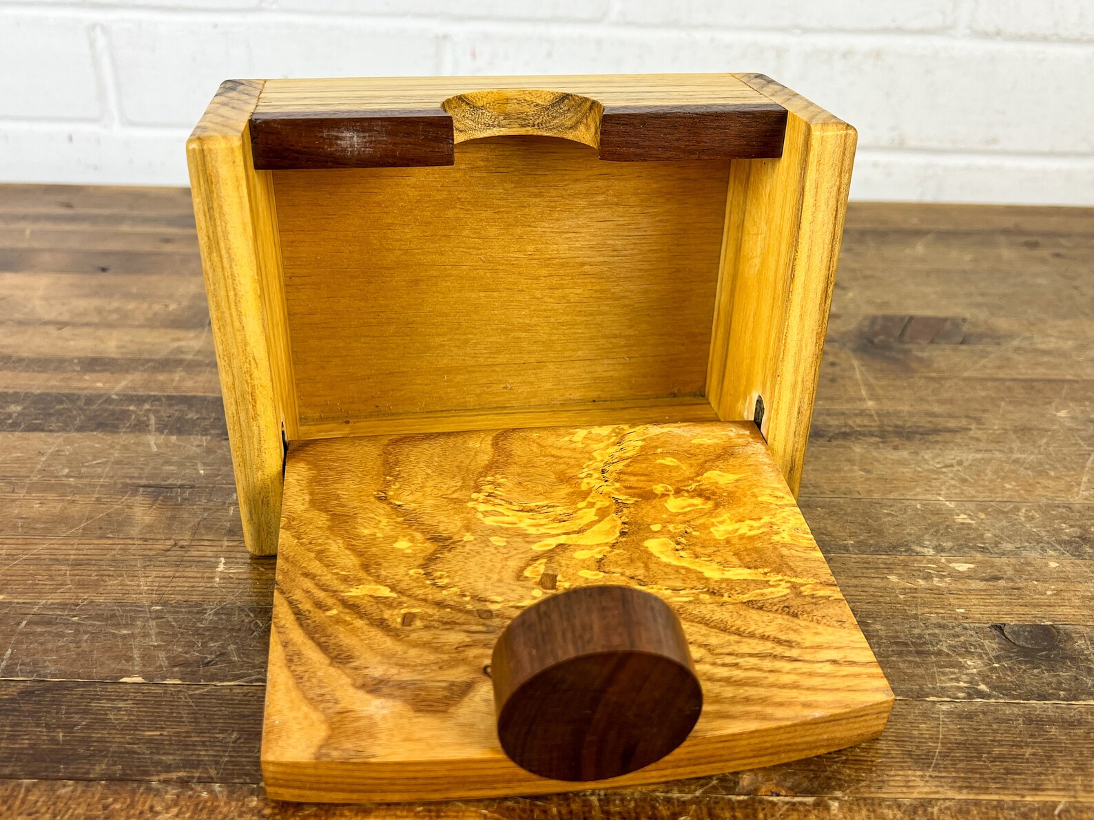 Vintage Handmade Wood Box With Lid Small Brown Wooden Rectangle Box ...
