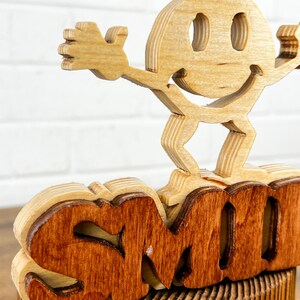 The Word Smile Wooden Cutout Wood Cutout With Happy Face Person Smile ...