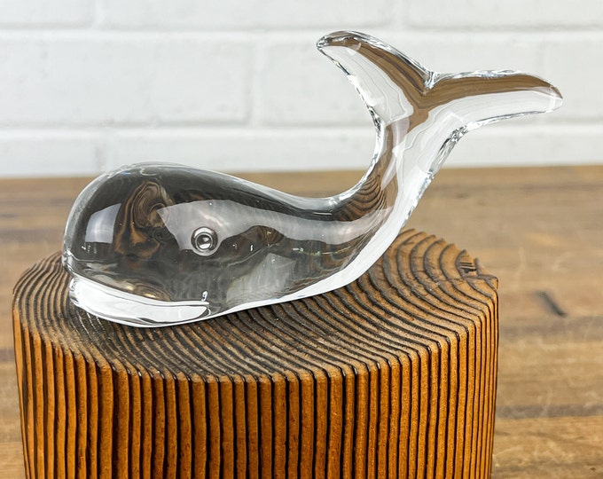 Vintage Clear Glass Whale Figurine Small Decorative Whale Shelf Decor ...