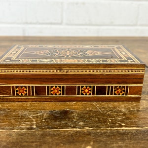 5x3 Vintage Inlay Wood Box With Lid Small Brown Wooden - Etsy