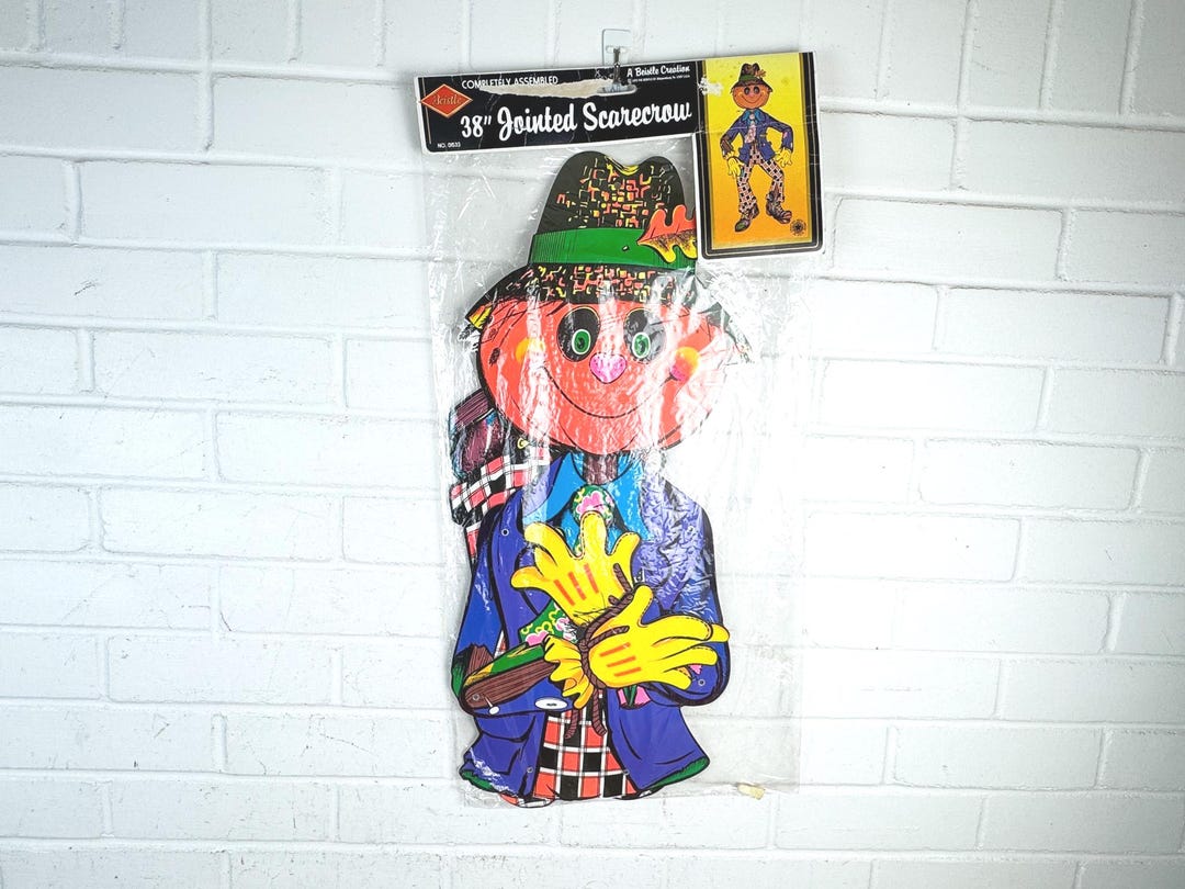 Vintage 1975 Beistle Scarecrow Halloween Die Cut – 38” Jointed ...