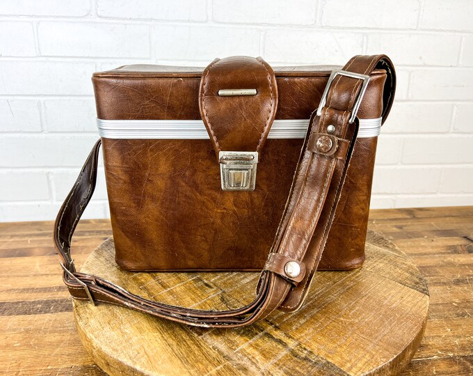 Vintage Padded Hard Brown Camera Bag With Attached Lid and Latch ...