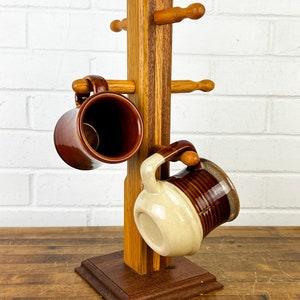 Wood Mug Tree Stand for 6 Coffee Cups Vintage Brown Wooden - Etsy