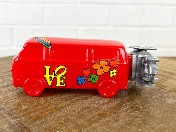 Vintage Avon Red VW Volkswagen Bus Figurine Glass Hip… - Gem