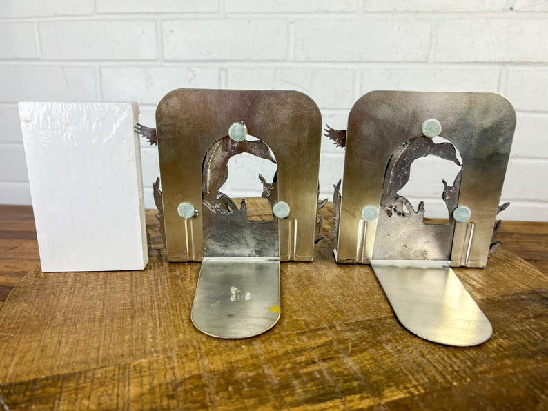 Pair of Vintage Pewter Duck Bookends Matching Set Silver Bookends Book ...