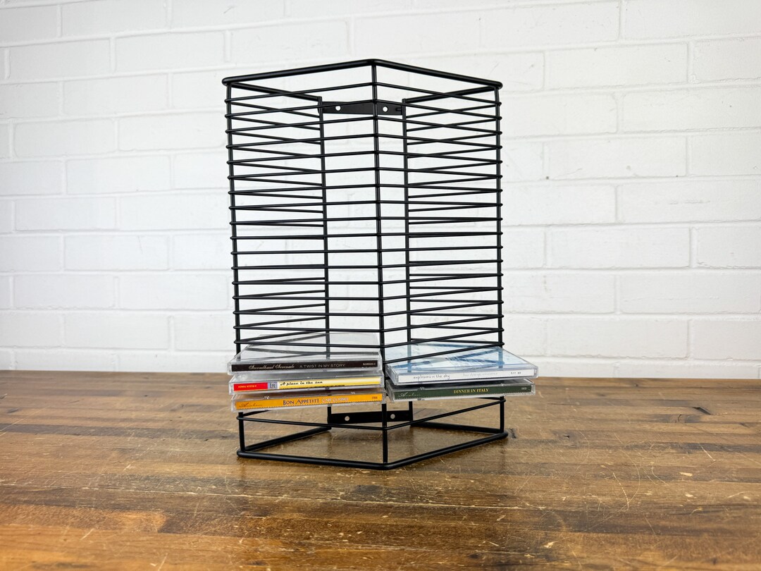 Vintage Black Metal Compact Disc Holder for Wall Metal Holds 48 Cds ...