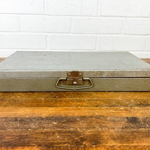 Vintage Gray Metal 35mm Slide File Box With Lid Latch Handle Mansfield ...