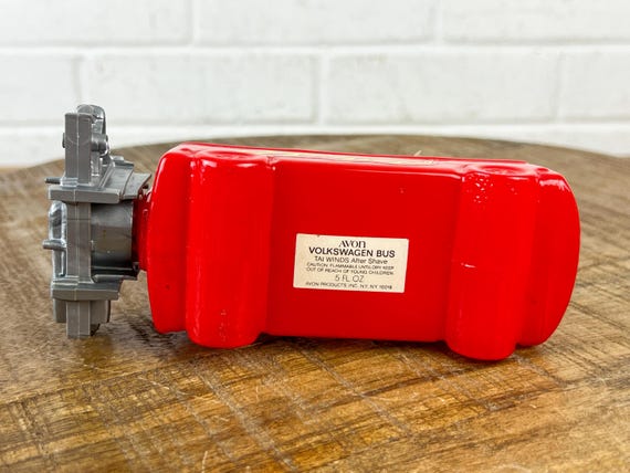Vintage Avon Red VW Volkswagen Bus Figurine Glass Hip… - Gem