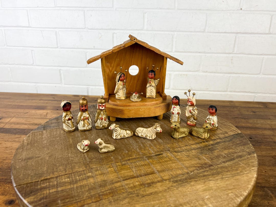 16 Piece Vintage Clay Pottery Nativity Set Mexican Folk Art Creche Holy ...