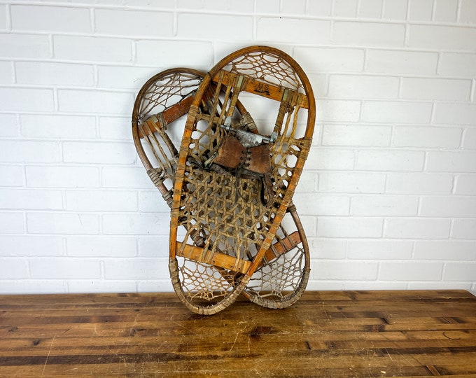 Vintage Wooden Snowshoes Antique Snow Shoes Ski Lodge Decor Winter ...