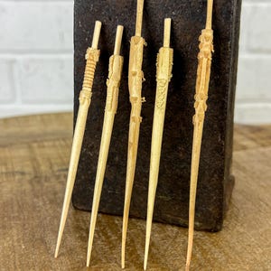 Set of 20 Vintage Hand Carved Wood Cocktail Picks Made in Portugal Hors ...