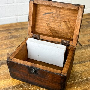 Vintage Wooden Recipe Box With Lid File Organizer for 3x5 Cards Small ...