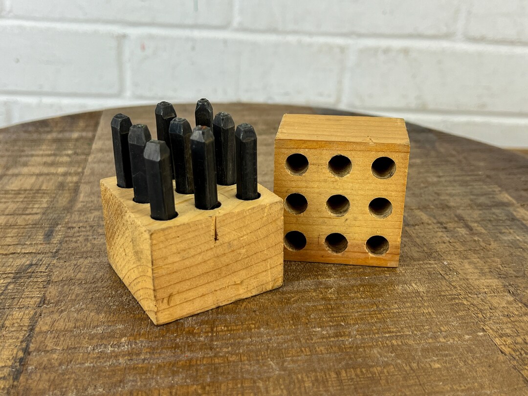 Vintage Steel Number Punches With Wood Case Box Metal Stamps With ...