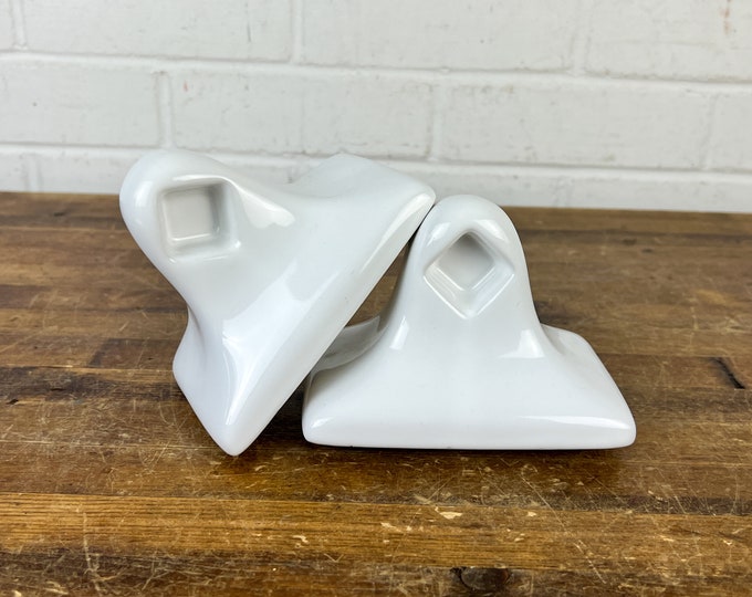 Vintage White Porcelain Towel Bar Holder Wall Mount Pre Owned Bathroom ...