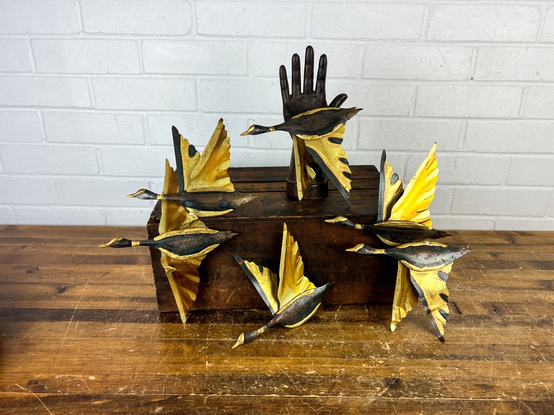 4 Piece Vintage Hanging Metal Flying Geese Boho Decor Goose Lover - Etsy