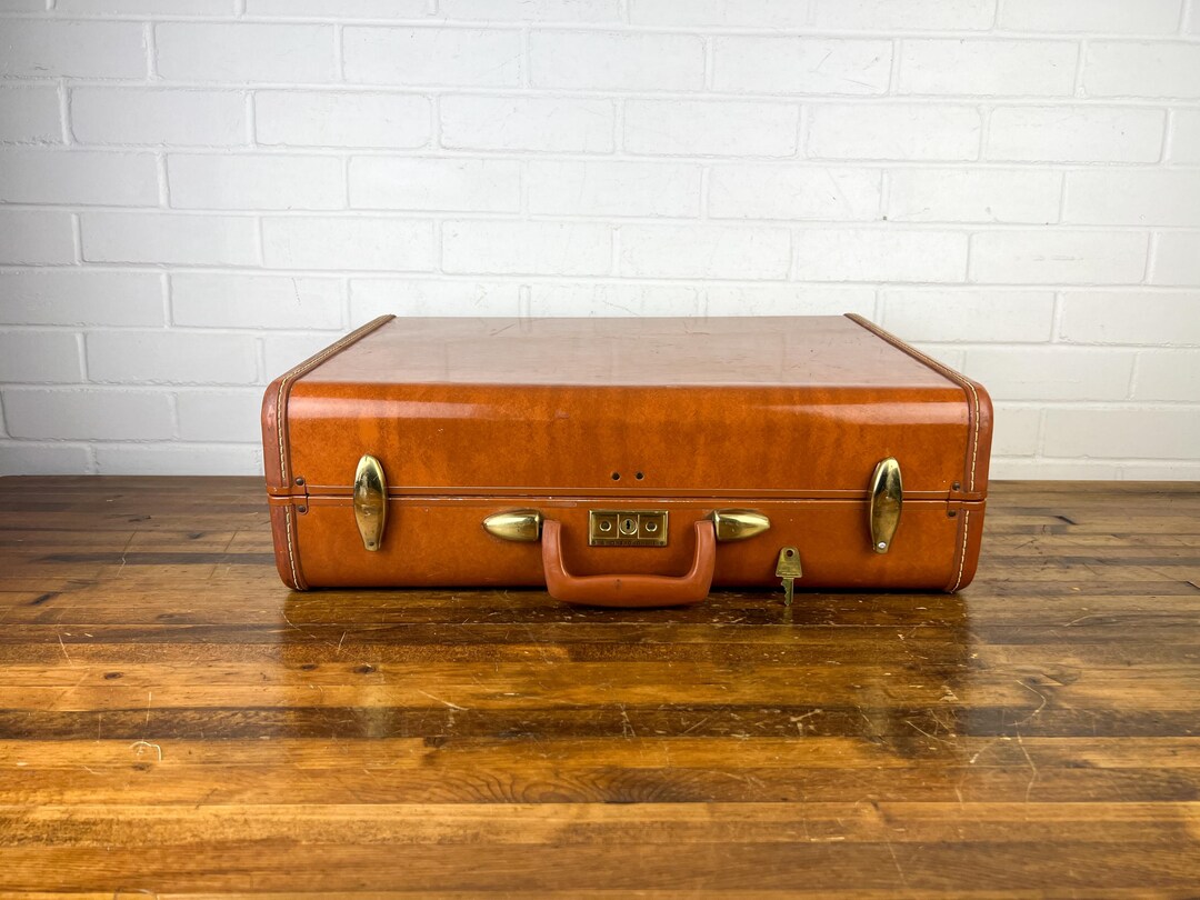 Locking Vintage Brown Samsonite Suitcase Box With Key Mid Century Hard ...