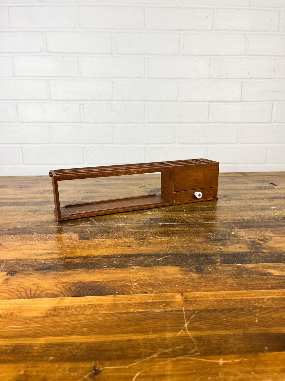 Vintage Wood Pencil Holder Note Holder Paper Holder Made Taiwan Manly ...