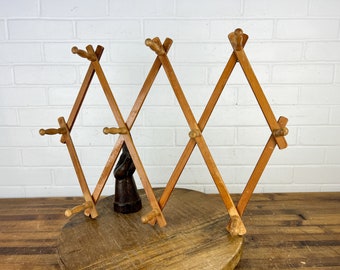 Vintage Brown Wood Peg Rack for the Wall Authentic Vintage Accordion ...