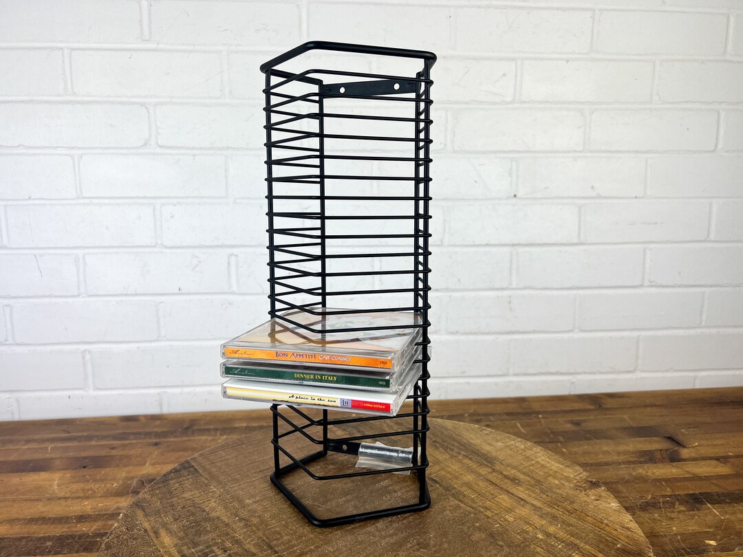 Vintage Black Metal Compact Disc Holder for Wall Metal Holds 24 Cds ...