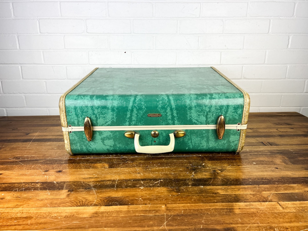 Vintage Teal Blue Marbled Samsonite Suitcase Samsonite Luggage With ...