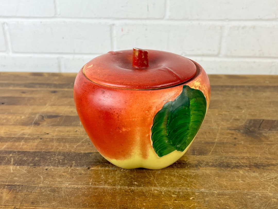 1940s Vintage Ceramic Apple Jar Canister With Lid Shaped Like an Apple ...