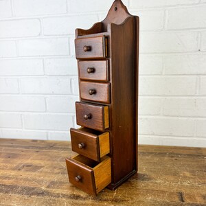 Vintage Six Drawer Small Wall Cabinet Tall Skinny Vertical Wooden ...