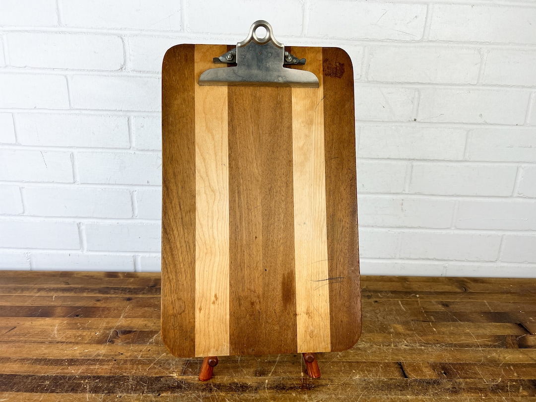 Vintage Striped Vintage Wood Clipboard With Metal Clip Hangs Wooden ...