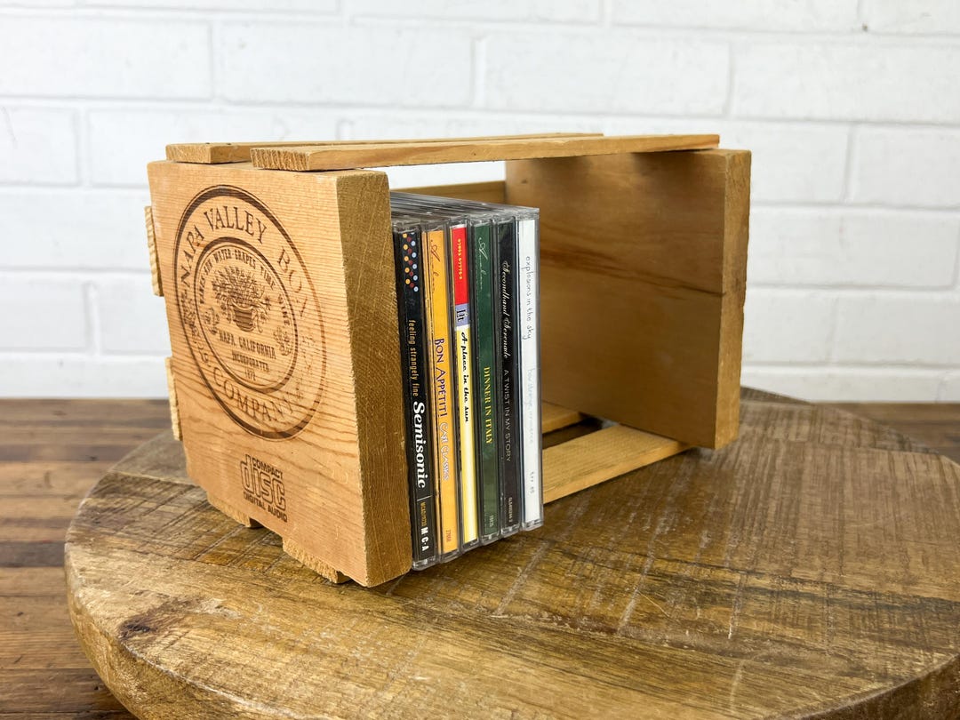 Vintage Napa Valley Wood Storage Display Container or CD Holder Storage ...