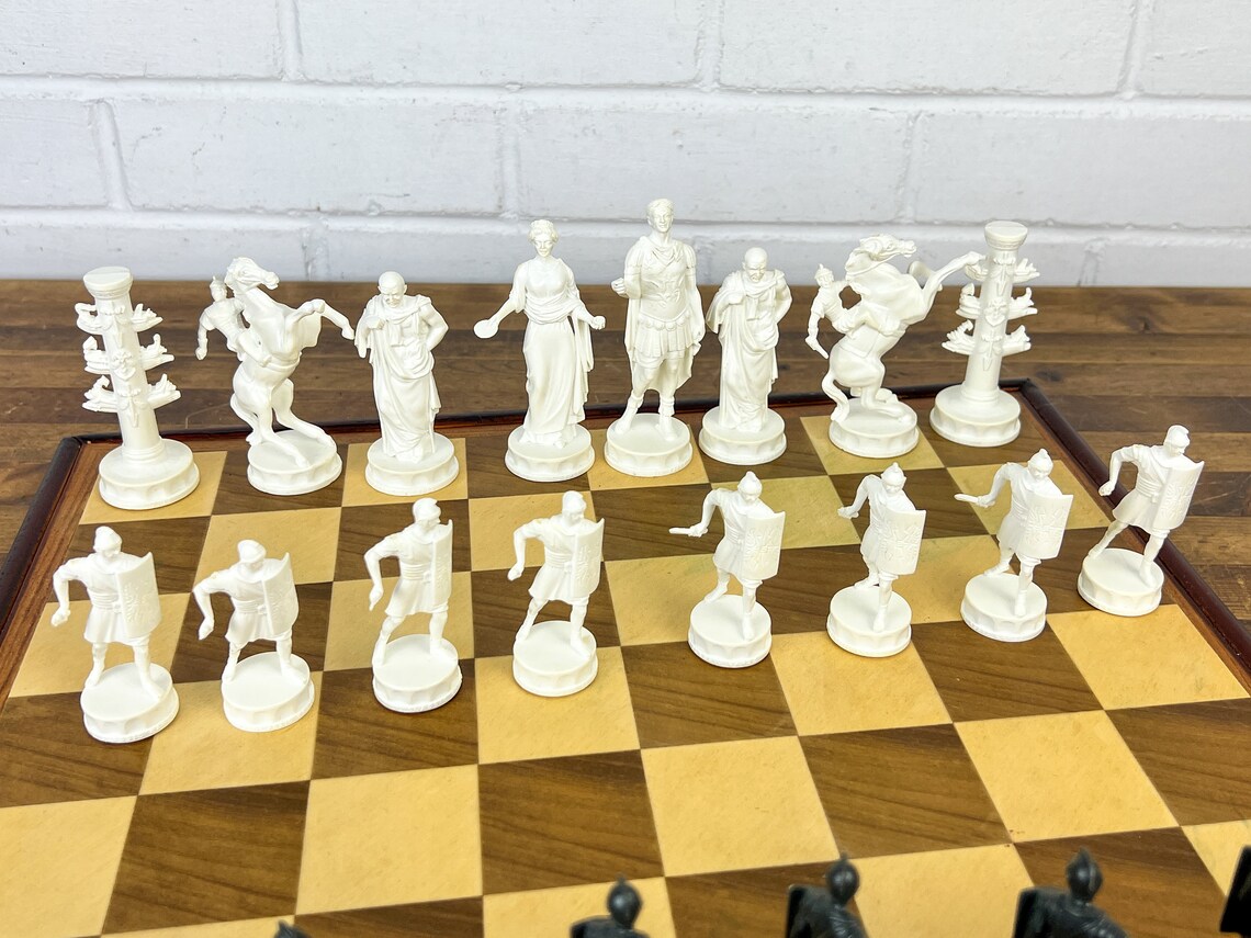 Vintage Wooden Chess Board W/ Classic Games Ancient Rome Chess - Etsy