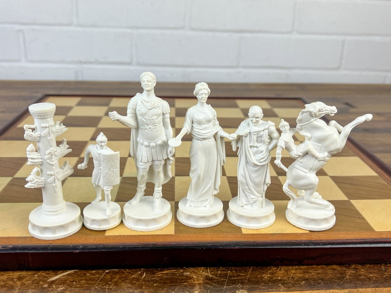 Vintage Wooden Chess Board W/ Classic Games Ancient Rome Chess - Etsy