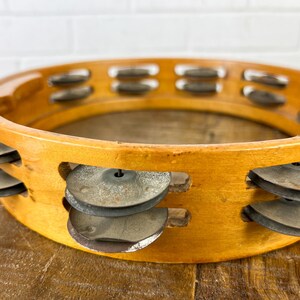 10" Vintage Double Ring Wooden Tambourine Old Wood Tambourine With ...