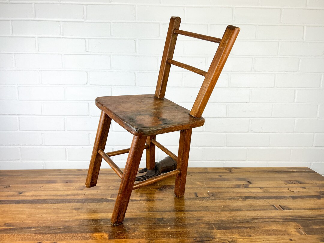 22 Tall Small Wood Chair Authentic Vintage Little Brown - Etsy