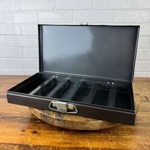 Vintage Dark Gray Metal 35mm Slide Box With Latch and Handle Projector ...
