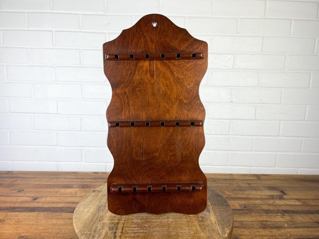 Vintage Wood Souvenir Spoon Rack for Collectible Spoons Holds 18 Small ...