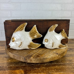 Pair of Vintage Fish Wall Hanging Gold Fish Chalkware Fish Wall Decor ...