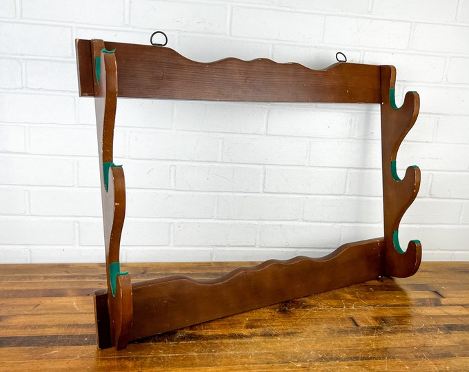 Vintage Wooden Gun Rack for Wall and Holds 3 Rifles Authentic Vintage ...