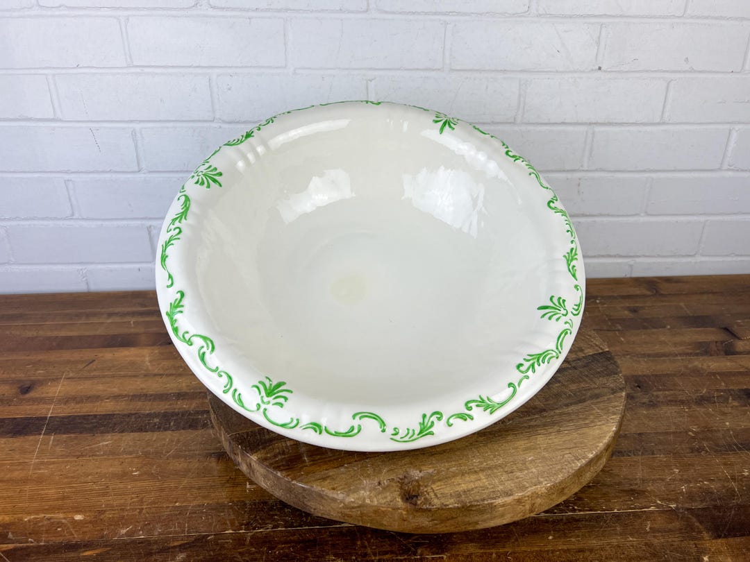 15" Large Vintage White Ceramic Bowl Wash Basin Washing Bowl Large ...