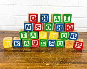 29 Distressed Vintage Wooden Letter Blocks Vintage Wooden ABC Blocks ...